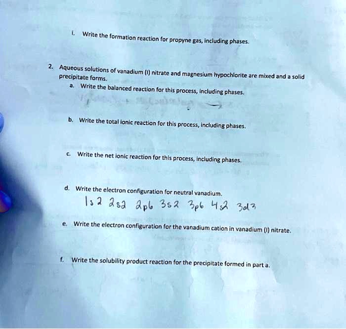 SOLVED: a. Write the balanced reaction for this process, including ...