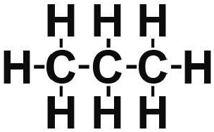The image contains a structural formula for butane. The formula is ...