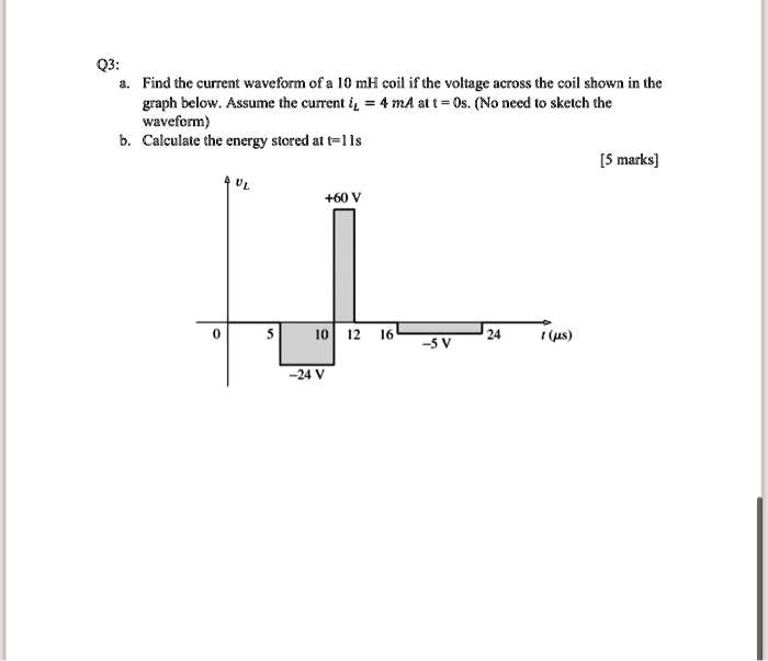 SOLVED: Q3: a. Find the current waveform of a 10 mH coil if the voltage ...