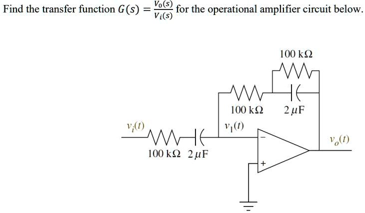 Find the transfer function G(s) = (Vo(s))/(Vi(s)) for the operational amplifier circuit below.