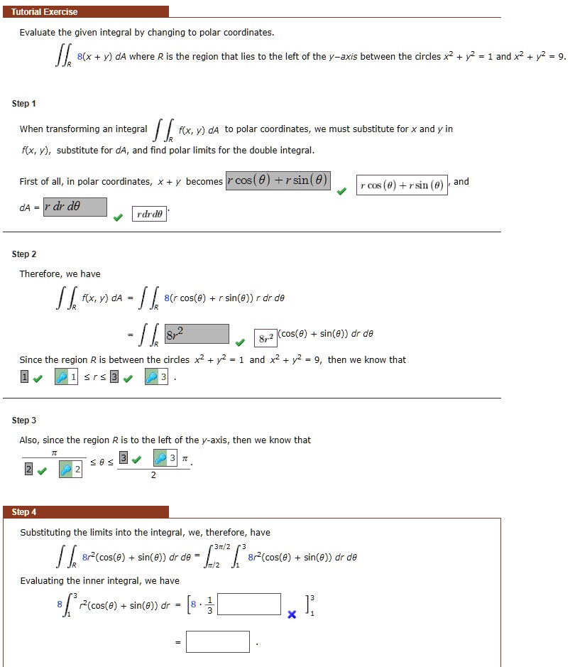 tutorial exercise evaluate the given integral by changing to polar ...