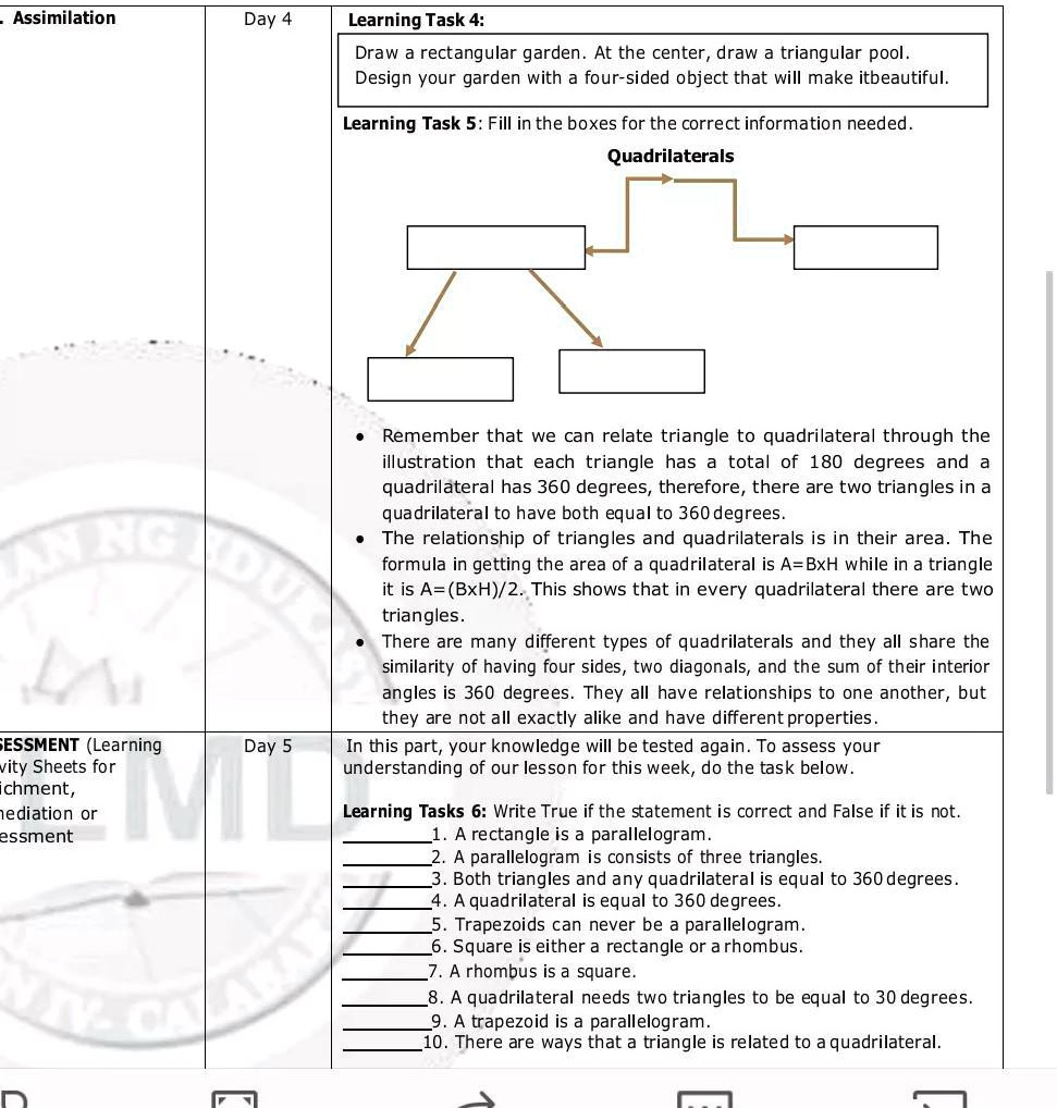 pa help po week 4 q 3 math assimilation day 4 learning task 4 draw a rectangular garden at the ...
