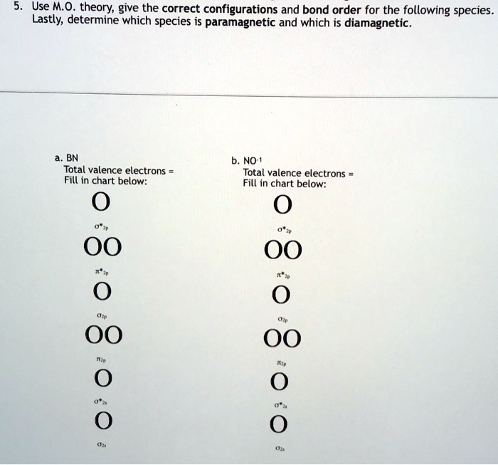 SOLVED: Use MO. theory; give the correct configurations and bond order ...