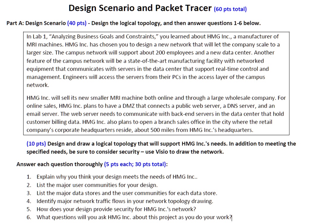 SOLVED: I need help to design the network Design Scenario and Packet ... SOLVED: I need help to design the network Design Scenario and Packet ...