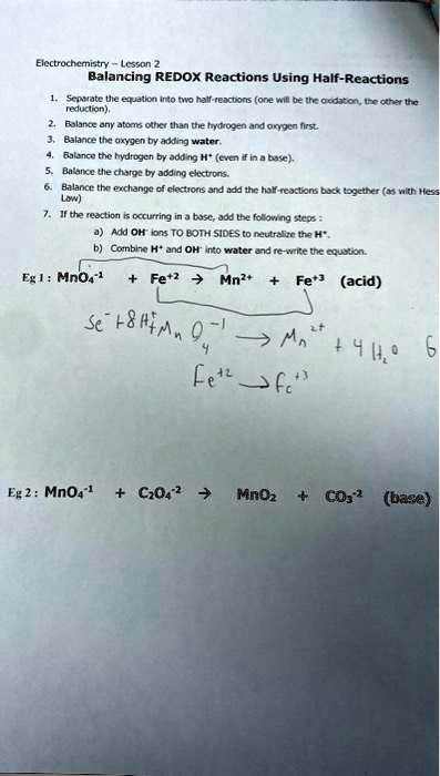 Electrochemistry - Lesson 2 Balancing REDOX Reactions Using Half ...