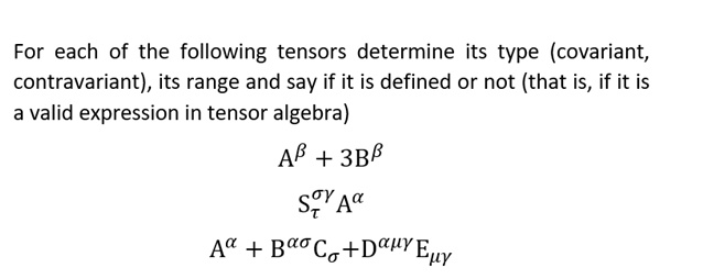 For each of the following tensors determine its type (covariant ...