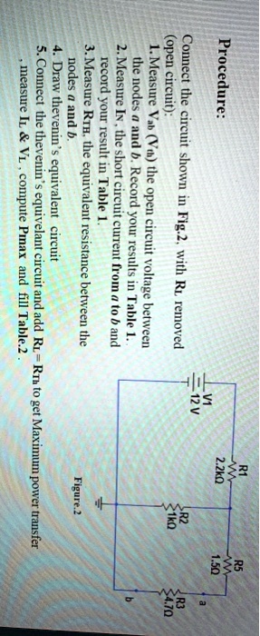 SOLVED: Nodes A and B (Open Circuit): Procedure: 1. Measure Vab (Vm), the open circuit voltage ...