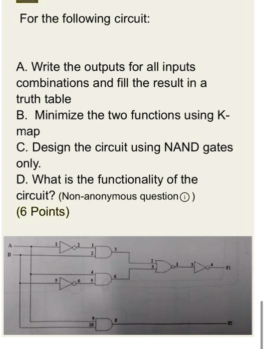 Solved For The Following Circuit Awrite The Outputs For All Inputs Combinations And Fill The