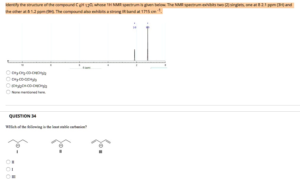 SOLVED: Identify the structure of the compound C 6H 120,whose 1H NMR spectrum is given below ...