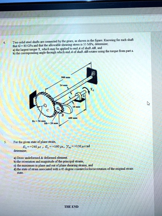 SOLVED: Two solid steel shafts are connected by gears, as shown in the ...