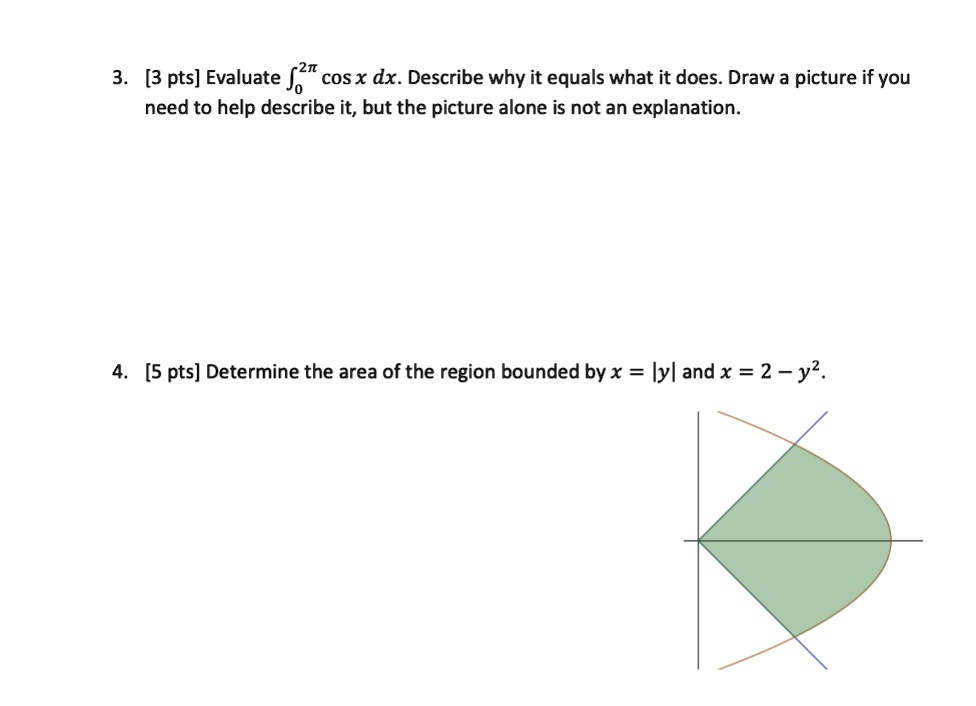 Solved 2t [3 Pts] Evaluate Jo Cos X Dx Describe Why It Equals What It