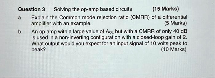 Question 3: Solving the op-amp based circuits (15 Marks) a. Explain the ...
