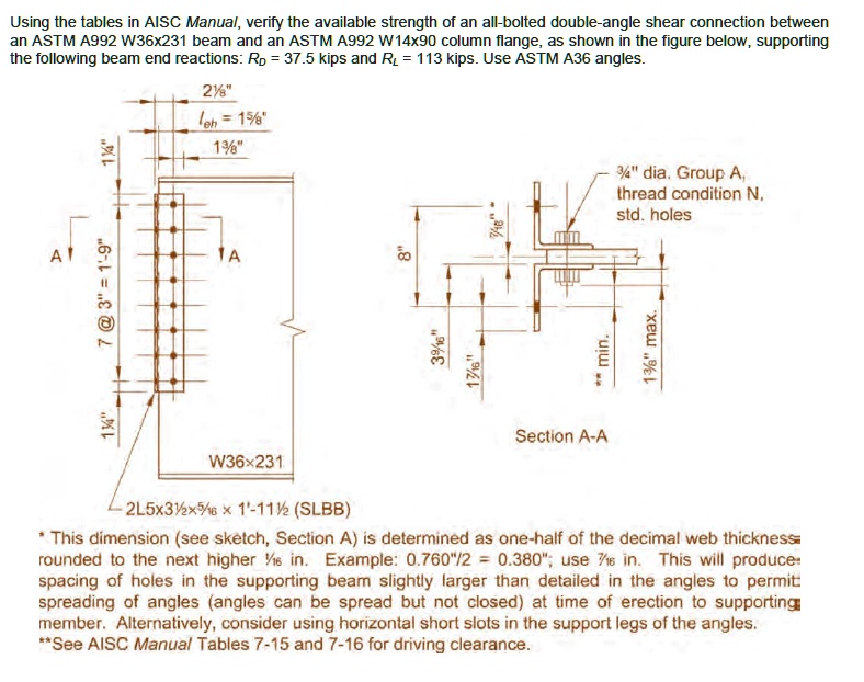Using the tables in AISC Manual, verify the available strength of an ...