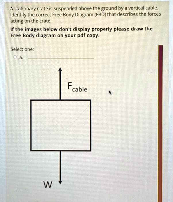 A stationary crate is suspended above the ground by a vertical cable ...
