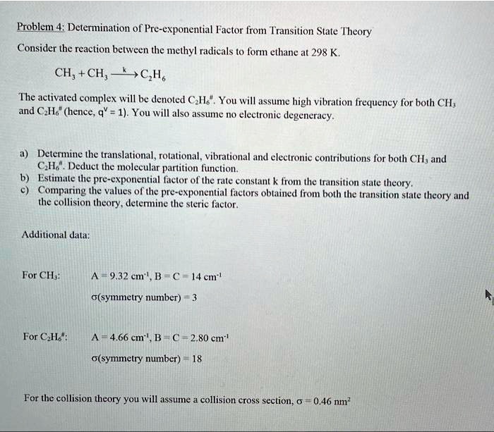 Problem 4: Determination of Pre-exponential Factor from Transition ...