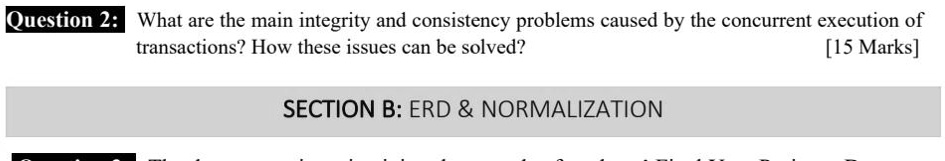 SOLVED: Question 2: What are the main integrity and consistency ... SOLVED: Question 2: What are the main integrity and consistency ...