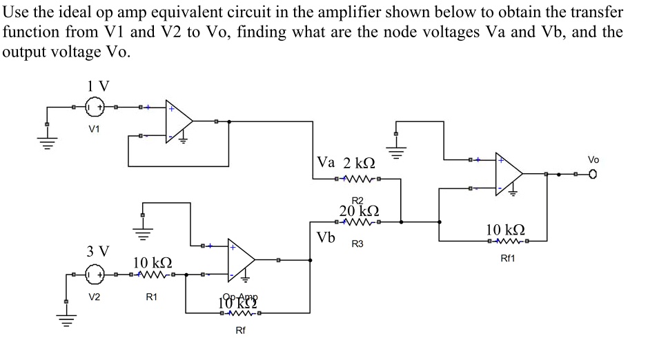 Use the ideal op amp equivalent circuit in the amplifier shown below to obtain the transfer ...