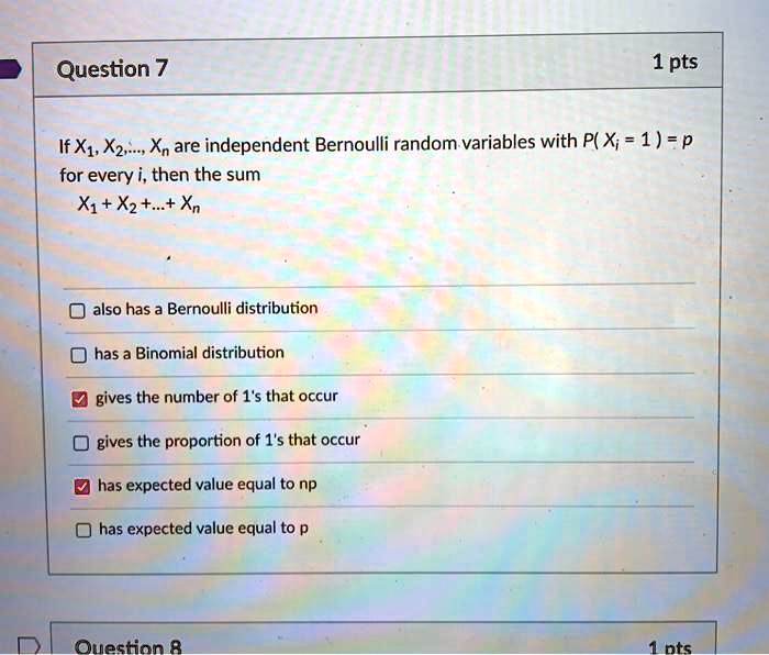 SOLVED: If X1, X2, ..., Xn are independent Bernoulli random variables with P(Xi = 1) = p for ...
