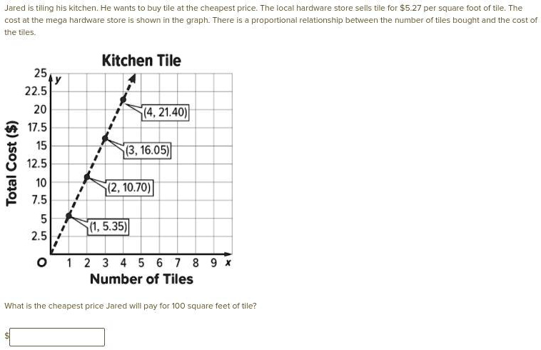SOLVED: Jared is tiling his kitchen: He wants to buy tile at the ...