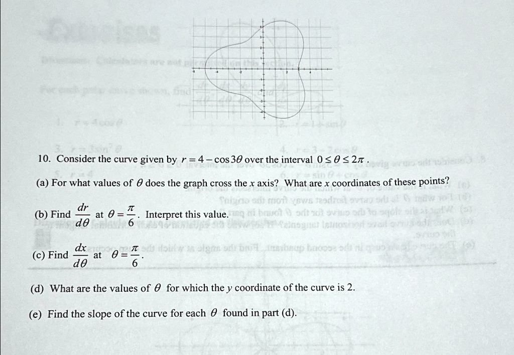 SOLVED: Consider the curve given by r=4-cos(3θ) over the interval 0