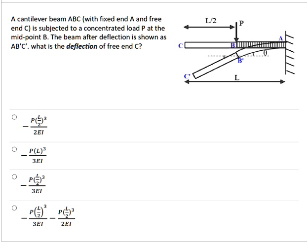 SOLVED: A cantilever beam ABC (with fixed end A and free end C) is subjected to a concentrated ...