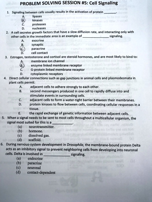 PROBLEM SOLVING SESSION #5: Cell Signaling 1. Signaling between cells ...