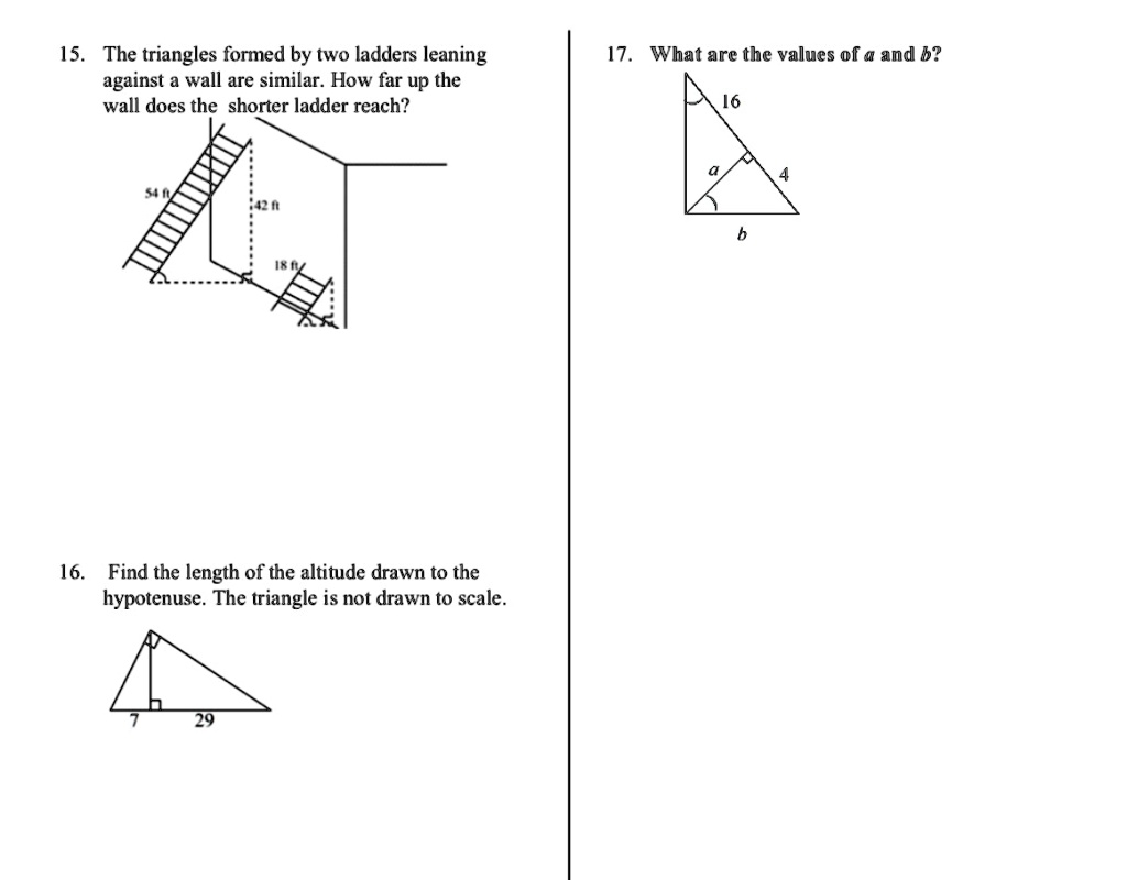 15 the triangles formed by two ladders leaning against wall are similar ...