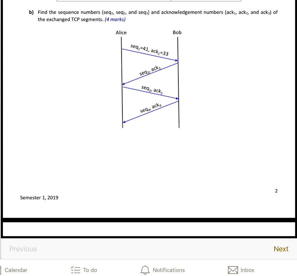 B) Find the sequence numbers (seq?, seq?, and seq?) and...