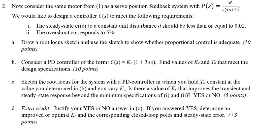 Solved Now Consider The Same Motor From 1 As A Servo Position