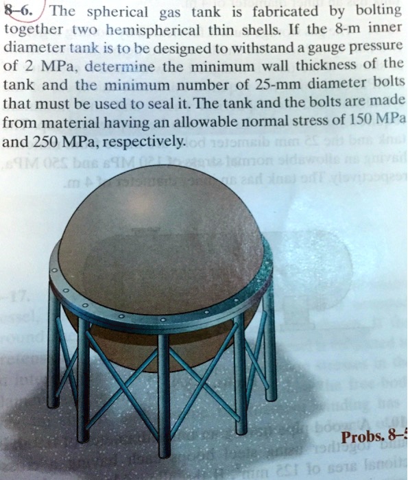 8-6. The spherical gas tank is fabricated by bolting together two ...