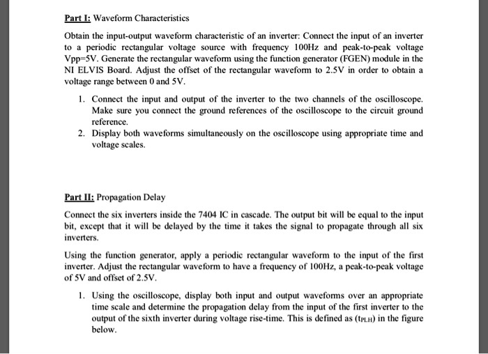 Solved Part I Waveform Characteristics Obtain The Input Output Waveform Characteristic Of An