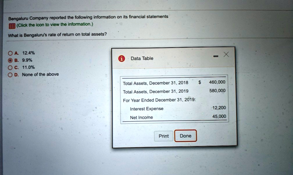 SOLVED: Bengaluru Company reported the following information on its financial statements. Click ...