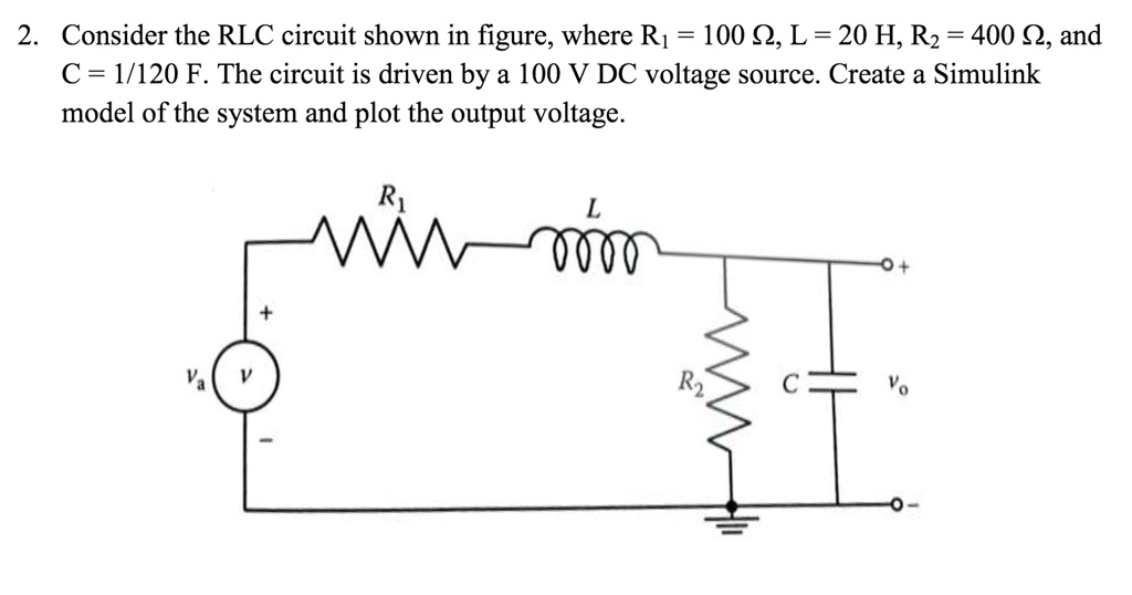 SOLVED: 2. Consider the RLC circuit shown in figure, where R = 100 Q, L ...