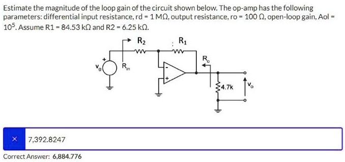 Estimate the magnitude of the loop gain of the circuit shown below. The ...
