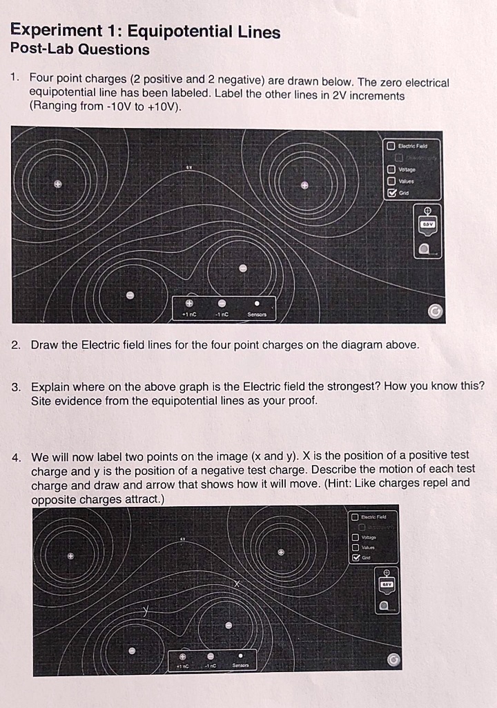 Experiment 1: Equipotential Lines Post-Lab Questions 1. Four point ...