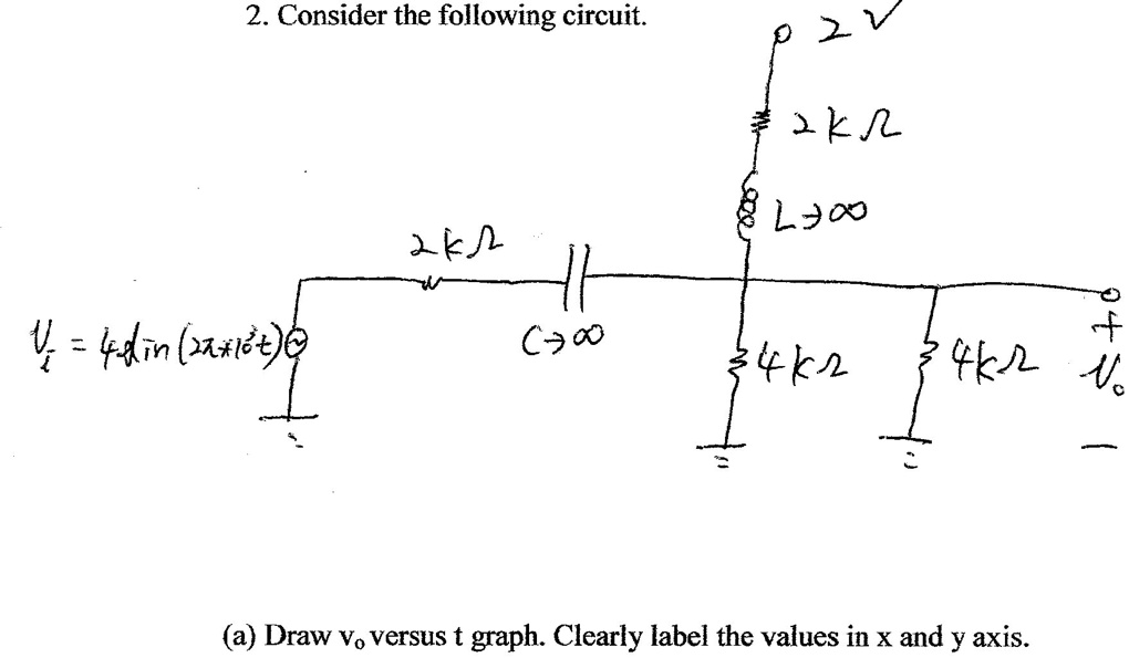 2 consider the following circuit a draw v versus t graph...