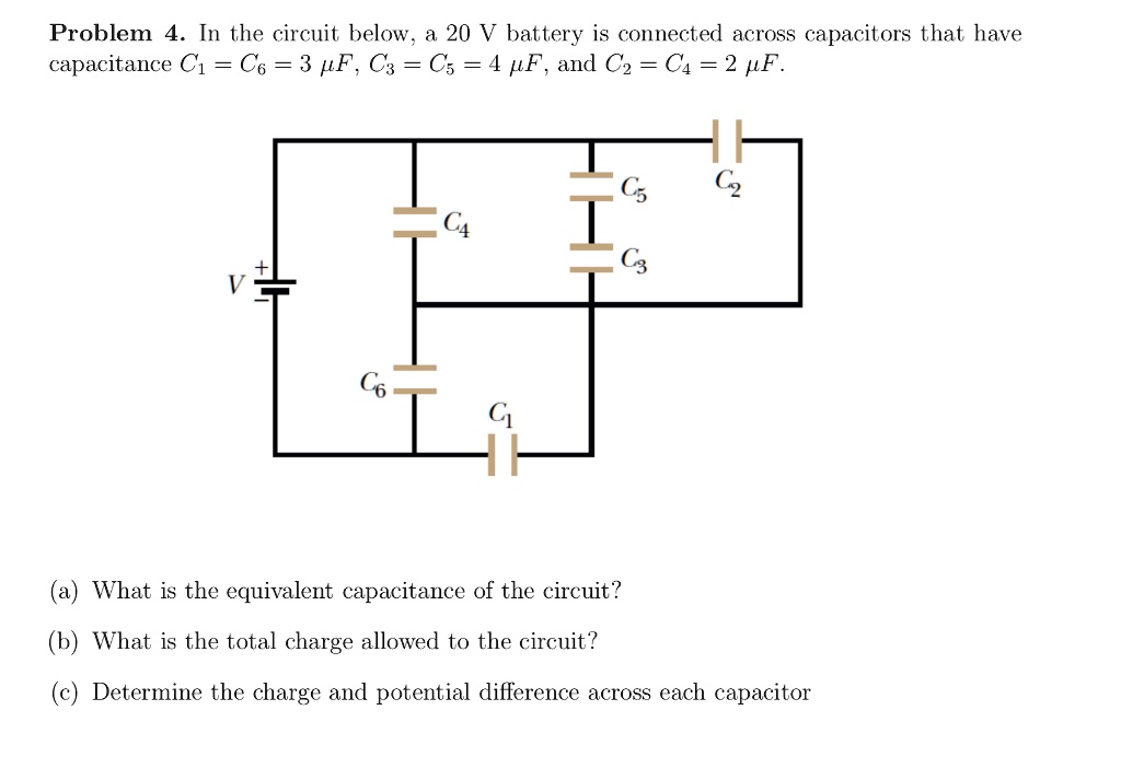 SOLVED: Problem 4. In the circuit below, a 20 V battery is connected ...
