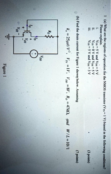 SOLVED: IF VGS + Please explain. Figure 1 VpD bFind the drain current for Figure I shown below ...