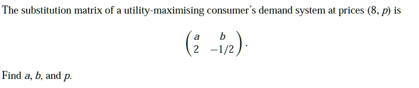The substitution matrix of a utility-maximising consumer's demand ...