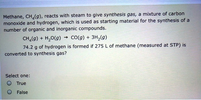 SOLVED: Methane, CHA(g), reacts with steam to give synthesis gas, a ...
