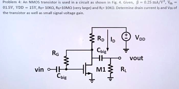 Problem 4: An NMOS transistor is used in a circuit as shown in Fig. 4 ...