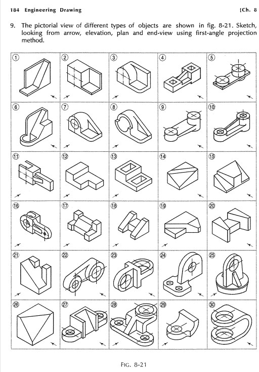 184 Engineering Drawing [Ch. 8 9. The pictorial view of different types ...