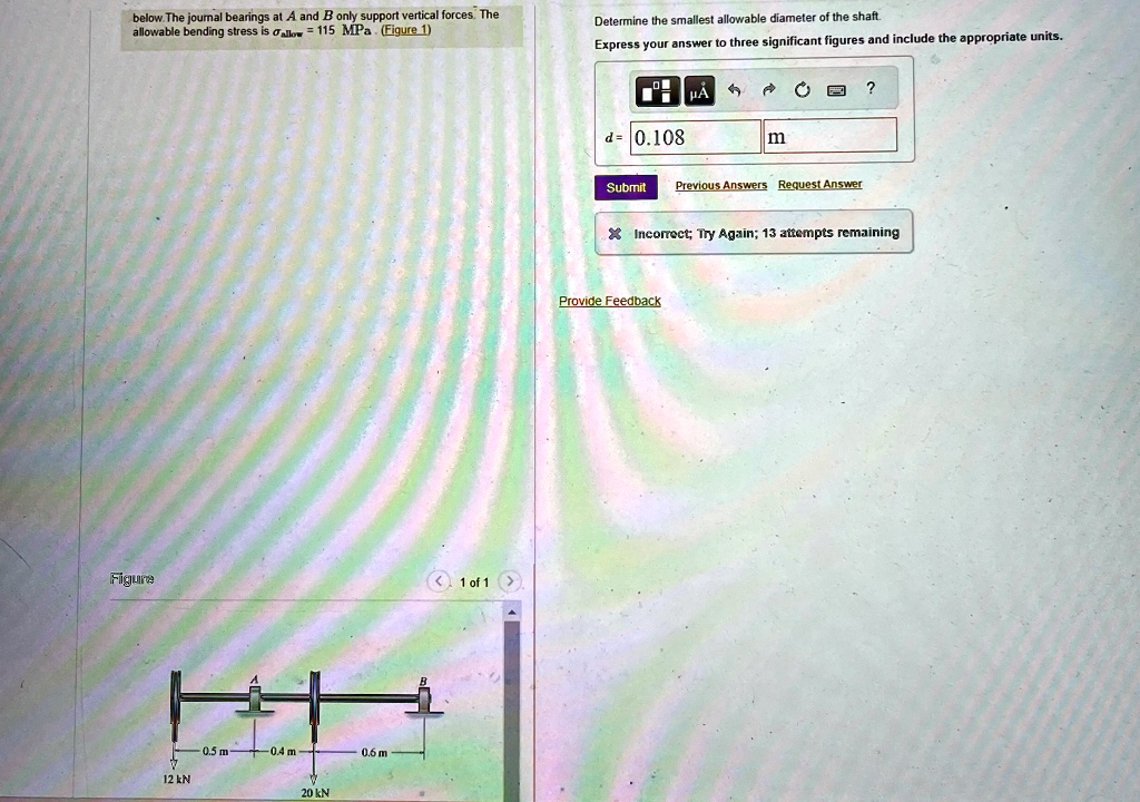 Below The Journal Bearings At A And B Only Support Vertical Forces The Allowable Bending Stress