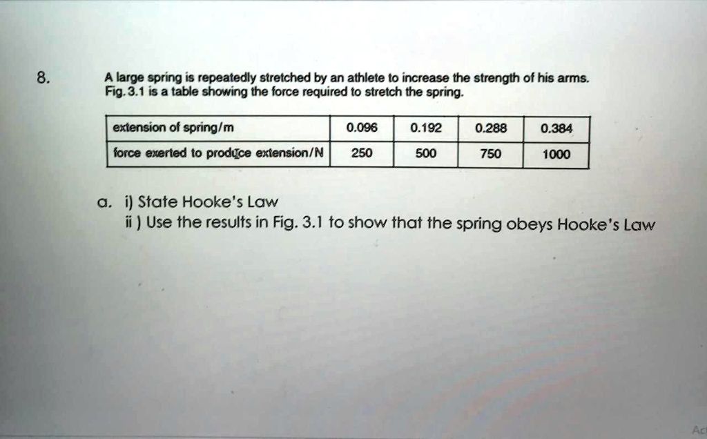 SOLVED: A large spring is repeatedly stretched by an athlete to ...