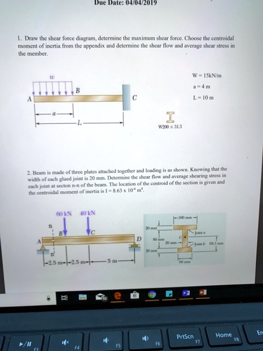 SOLVED: Draw the shear force diagram, determine the maximum shear force. Choose the centroidal ...