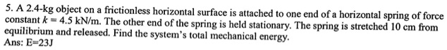SOLVED: 5.A 2.4-kg object on frictionless horizontal surface is ...