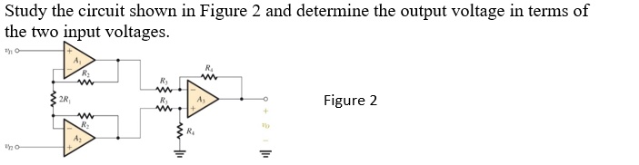 Study the circuit shown in Figure 2 and determine the output voltage in terms of the two input ...