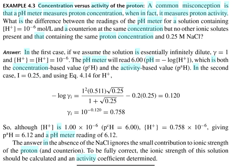 example 43 concentration versus activity of the proton common ...