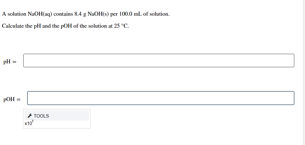 SOLVED: A solution NaOH (aq) contains 8.4 gNaOH(s) per 100.0 mL of ...