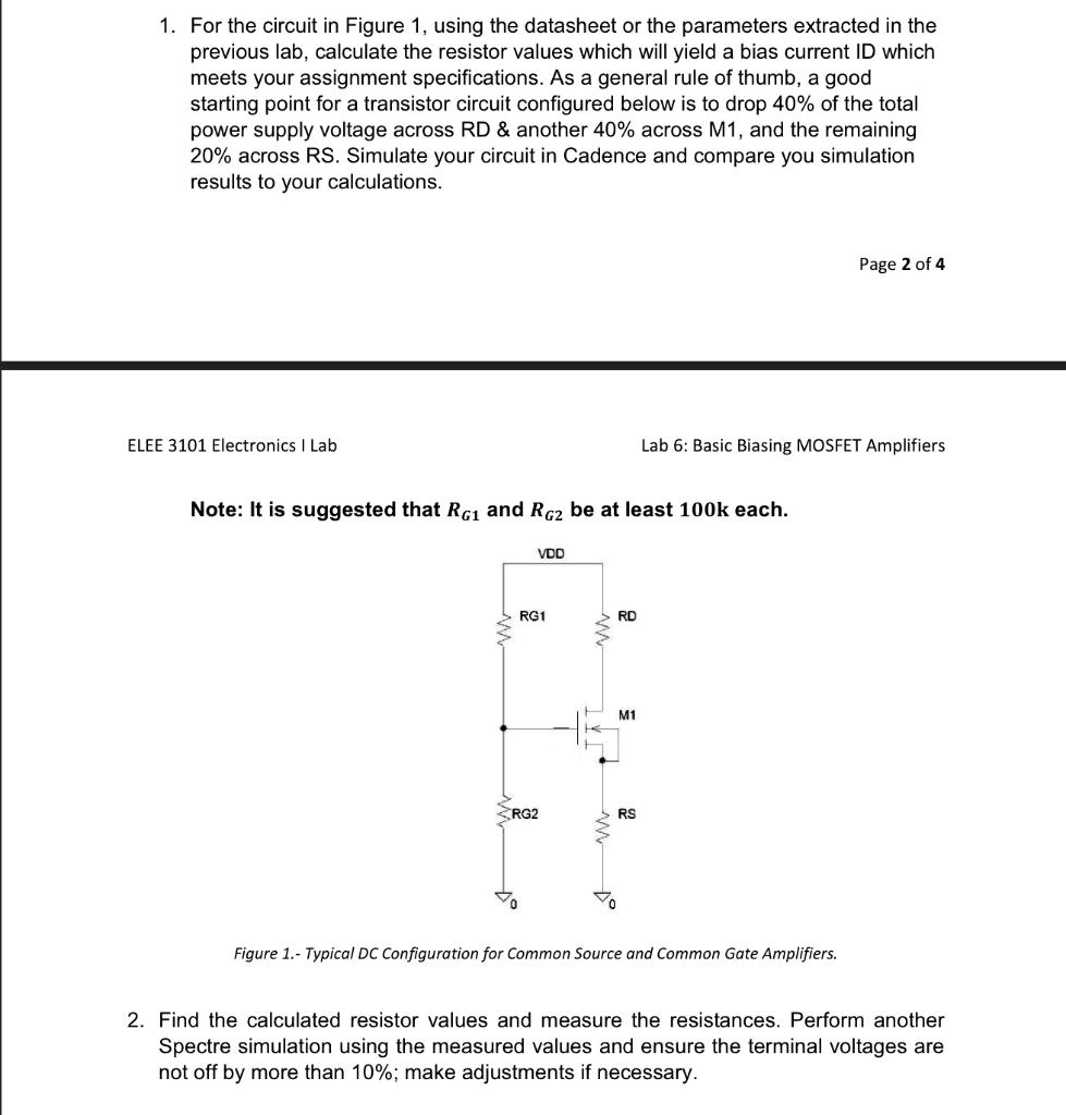 1. For the circuit in Figure 1, using the datasheet or the parameters extracted in the previous ...
